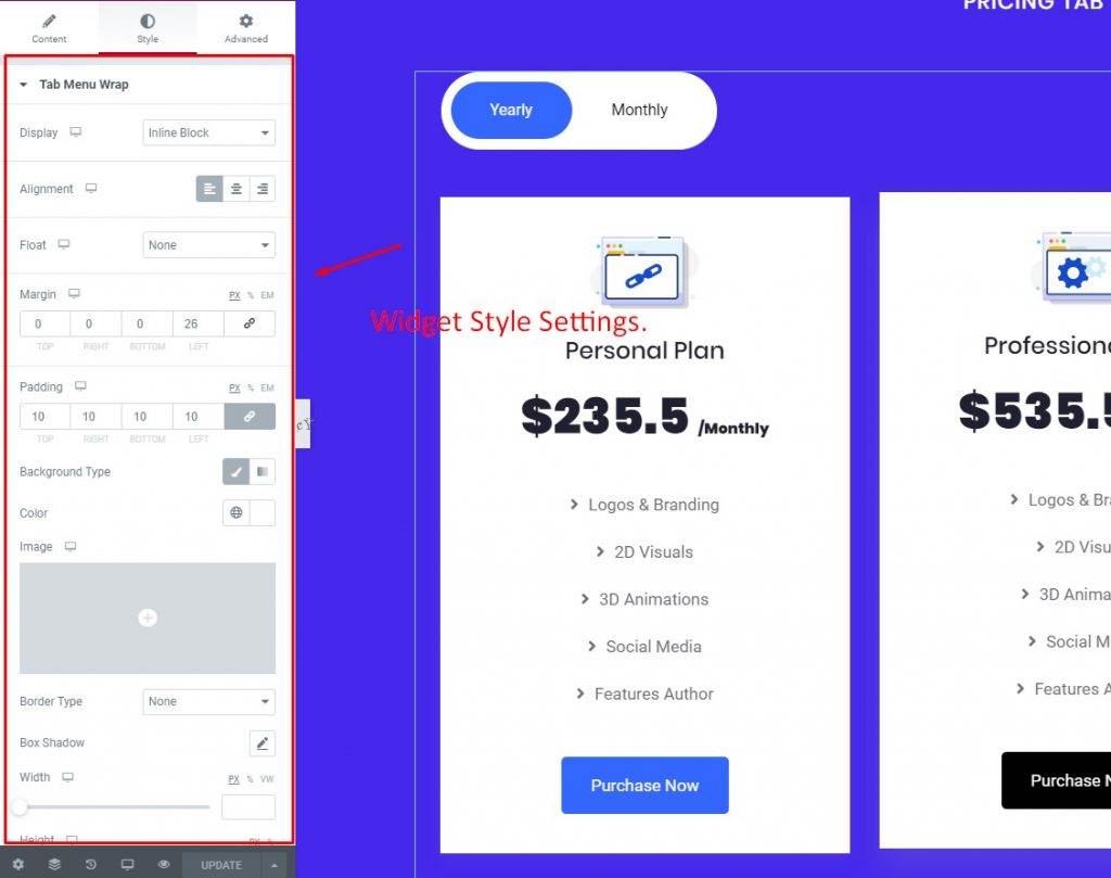 Price Tab Documentation - ElementsReady